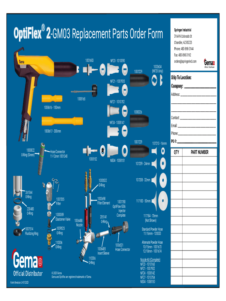 Fillable Online OptiFlex 2-GM03 Replacement Parts Order Form Fax Email ...