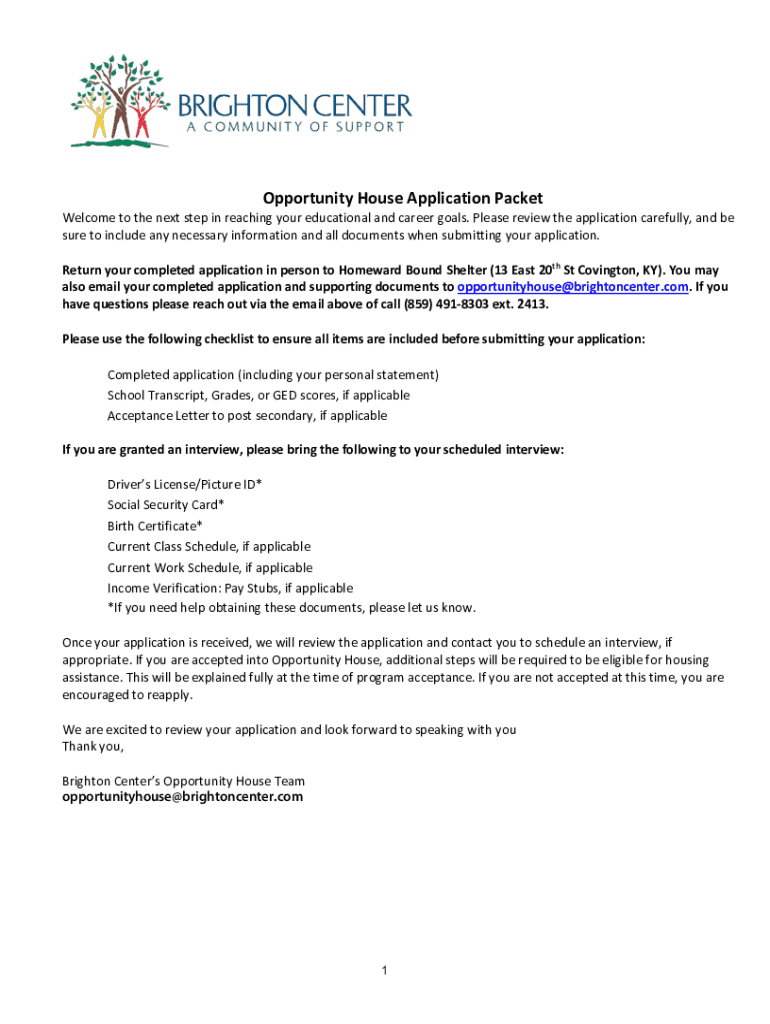 Fillable Online Opportunity House Application Packet 2022.docx Fax ...