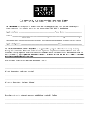 Fillable Online Community Academy Reference Form Fax Email Print - pdfFiller