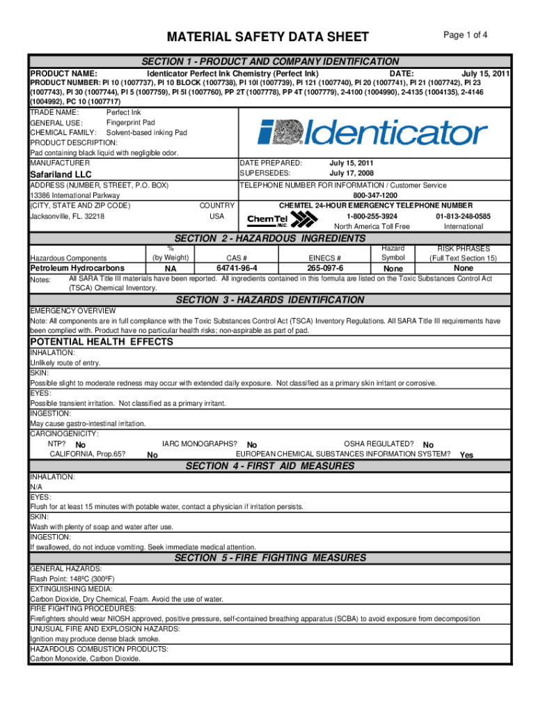 Fillable Online Safety Data Sheet AC-PI 1. Identification 2. Hazard(s) ... Fax Email Print ...