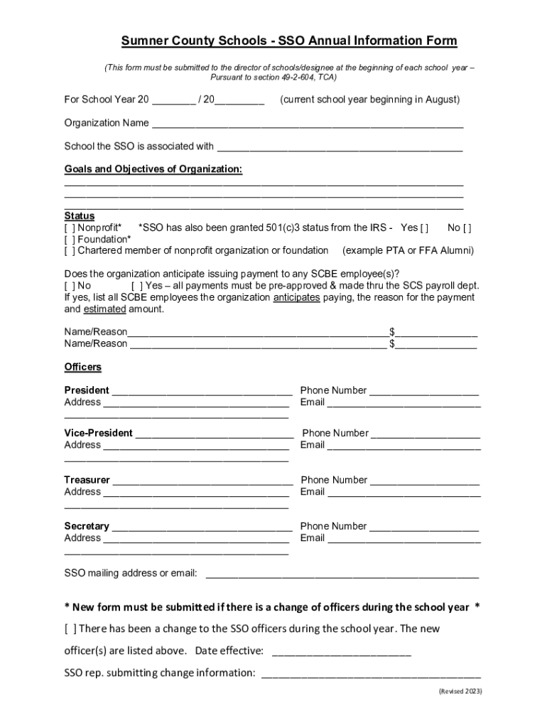 Fillable Online School Support Organization Annual Information Form Fax ...
