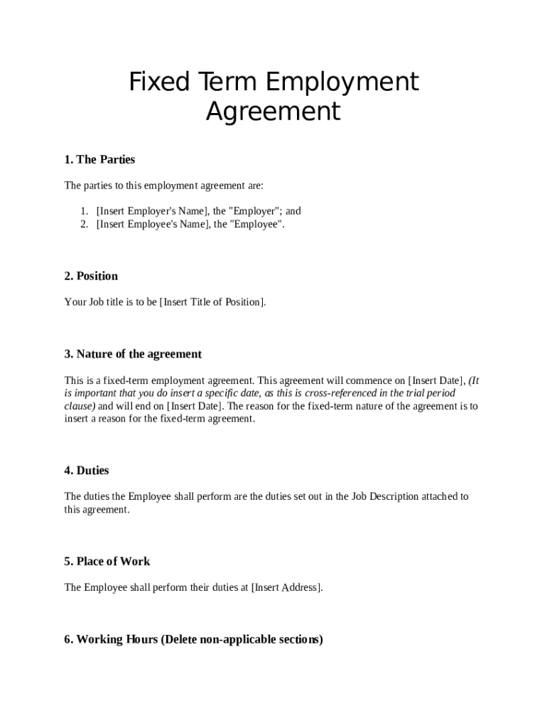 What is an Employment Contract? Doc Template | pdfFiller