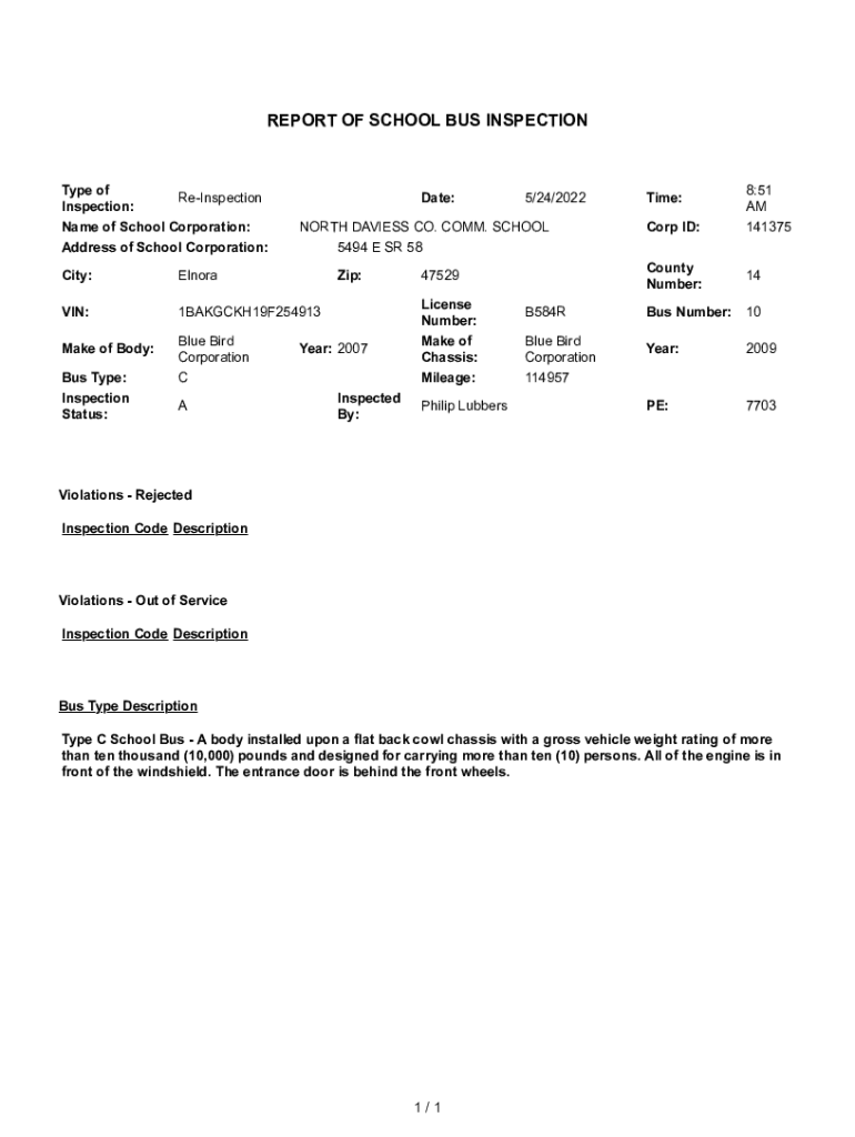 Fillable Online secure in Report of School Bus Inspection Fax Email ...
