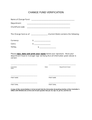 Change Fund - Verification Doc Template | pdfFiller