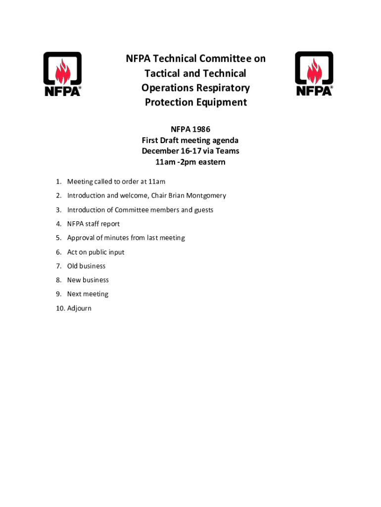 Fillable Online NFPA Technical Committee on Tactical and Technical ...