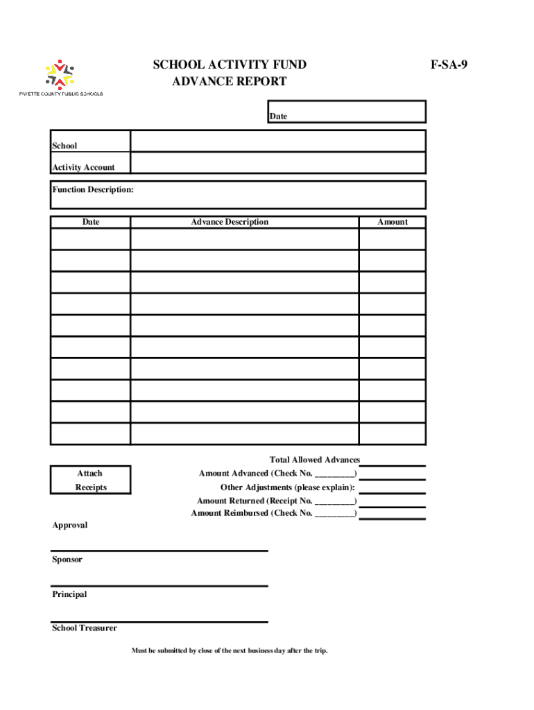 Fillable Online SCHOOL ACTIVITY FUNDS ACCOUNTING AND ... Fax Email ...