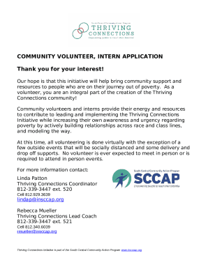 COMMUNITY VOLUNTEER, INTERN APPLICATION Doc Template | pdfFiller