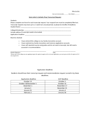 Fillable Online Saint John's Catholic Prep Transcript Request Fax Email ...