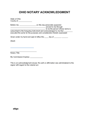 Fillable Online Ohio Notary Acknowledgment Form Fax Email Print - pdfFiller
