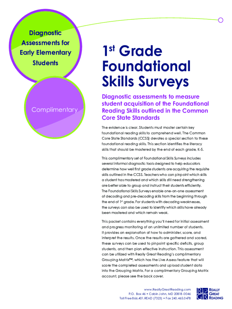 Fillable Online Results for reading foundational skills 1st grade ...
