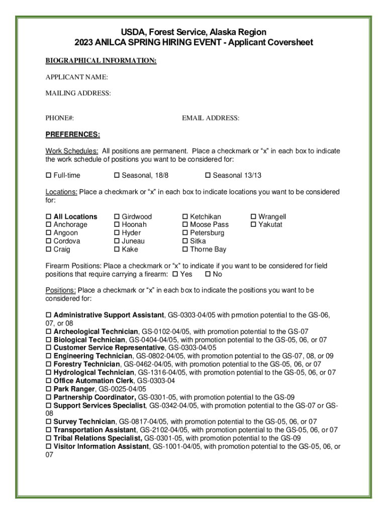 Fillable Online U.S. Forest Service - Mendenhall Glacier Visitor Center ...