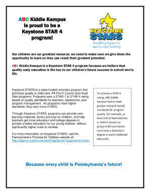 Fillable Online is proud to be a Keystone STAR 4 program! Fax Email ...