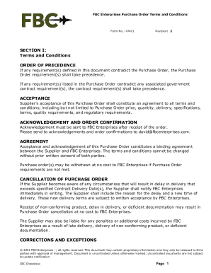 Fillable Online 48401 - Form - FBC Enterprises PO T and Cs Fax Email ...
