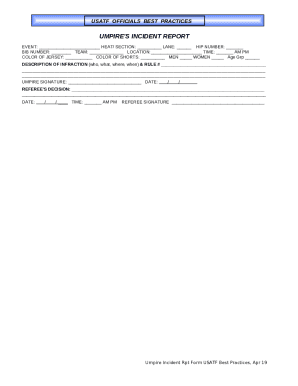 umpire's incident report Doc Template | pdfFiller