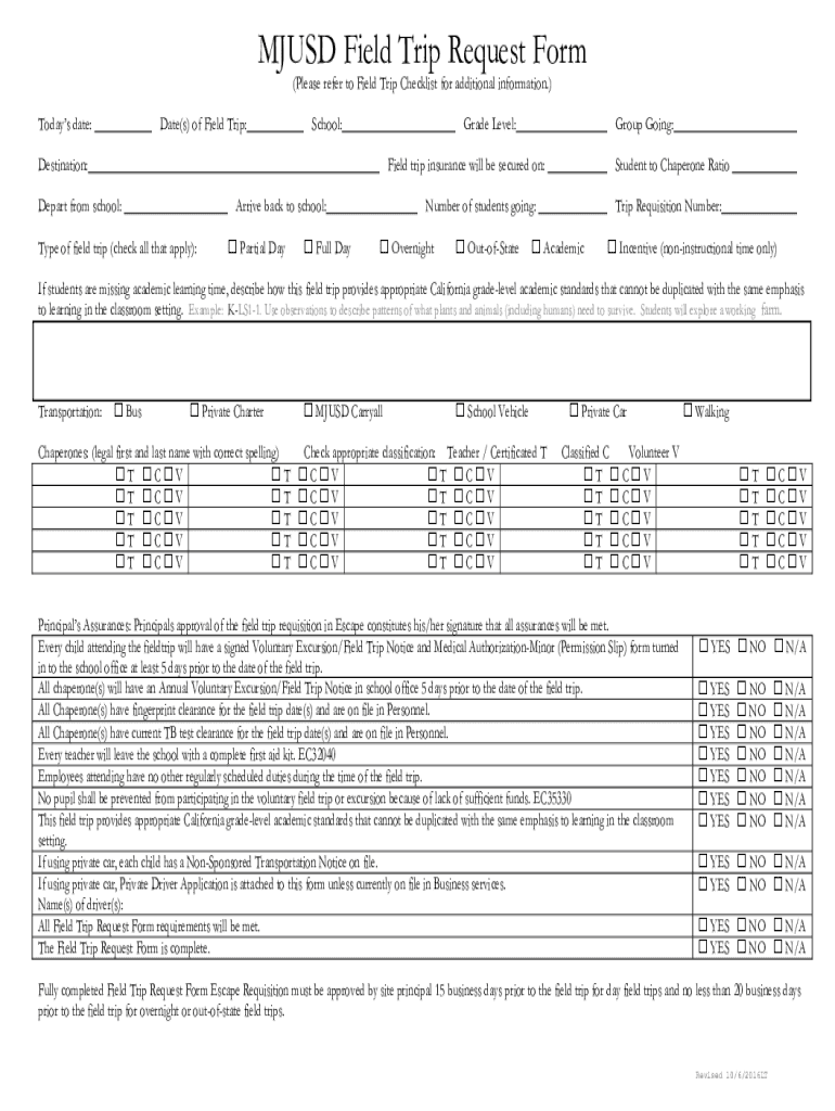 Fillable Online Field trip request Form 10-6-16 Fax Email Print - pdfFiller
