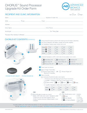 Fillable Online Chorus Sound Processor Upgrade Kit Order Form Fax Email ...