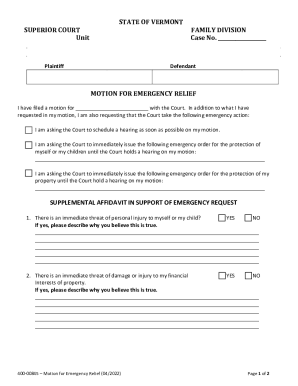 Fillable Online Motion for Emergency Relief Fax Email Print - pdfFiller