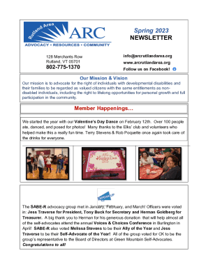 Fillable Online ARC Rutland Area: AdvocacyResourcesCommunity ... Fax ...