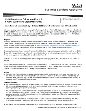Fillable Online NHS Pensions - GP locum Form A: 1 April 2023 to 30 ...