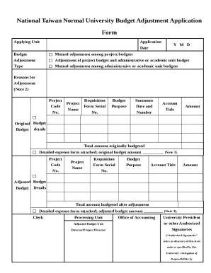 Budget Virement and Change Application - ORD Homepage Doc Template ...