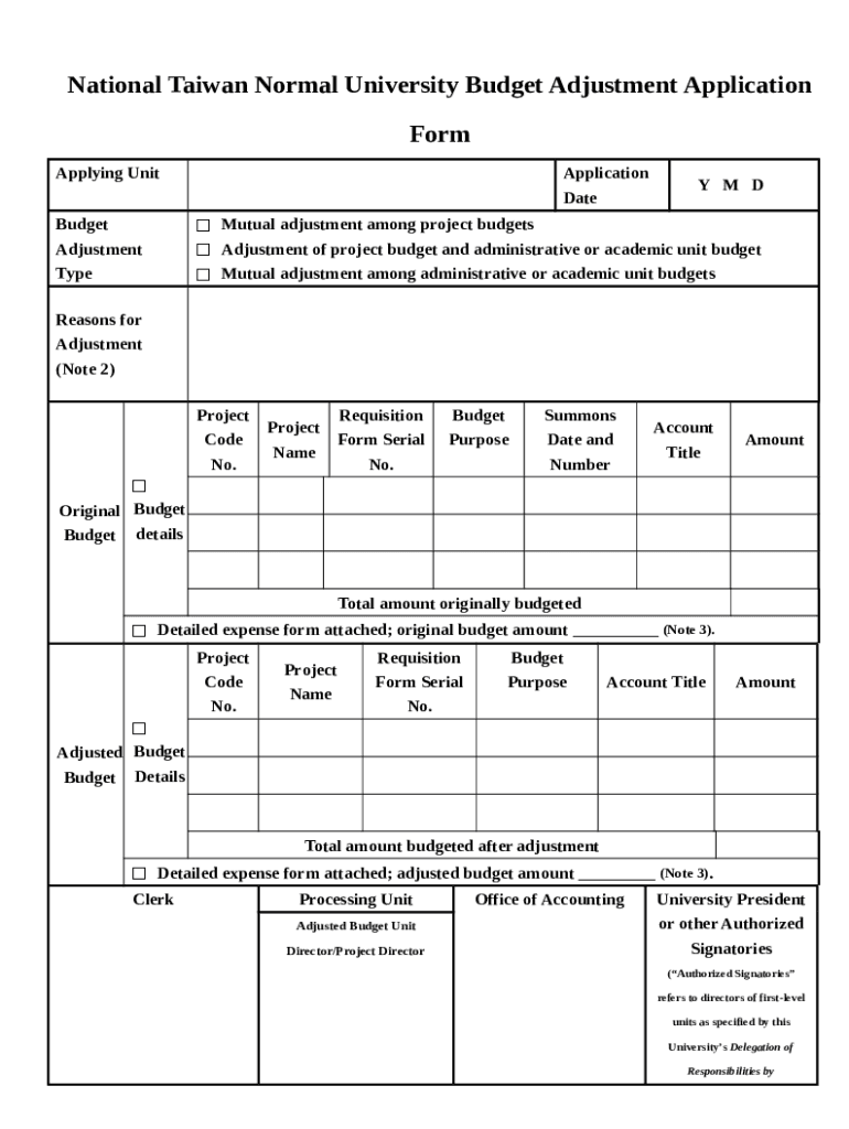 Budget Virement and Change Application - ORD Homepage Doc Template ...