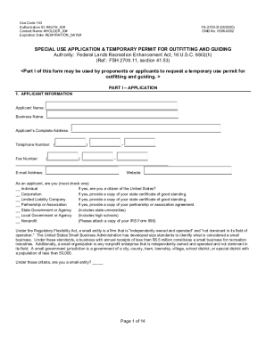 Fillable Online FS-2700-3f Special Use Application and Temporary Permit ...