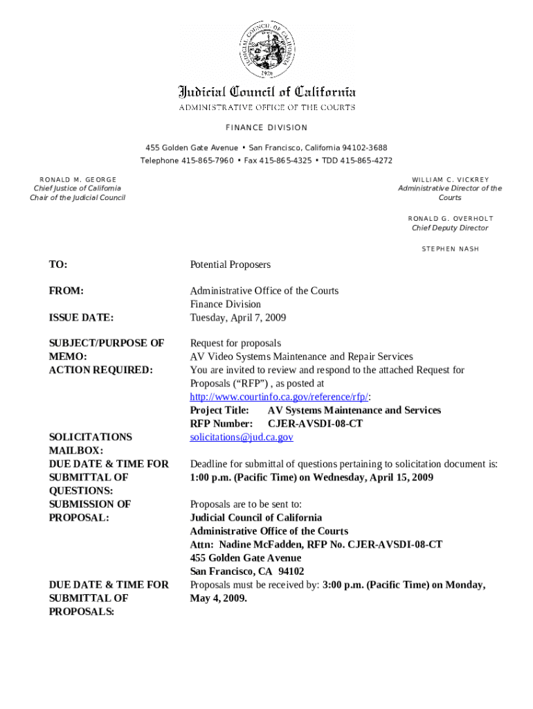 AV Video Systems Maintenance and Repair Services, RFP ... Doc Template ...