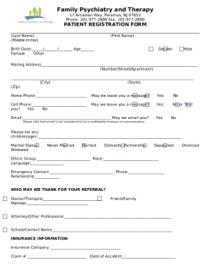INITIAL PATIENT REGISTRATION Doc Template | pdfFiller