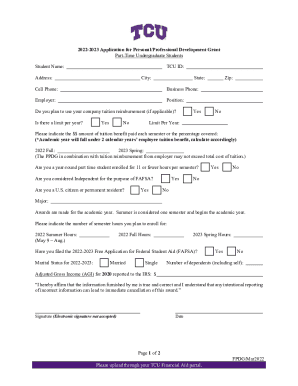 Fillable Online financialaid tcu 2022-2023 Application for Personal ...