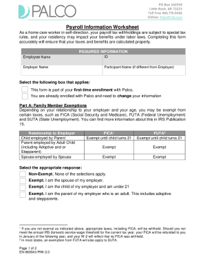 Fillable Online Payroll Information Worksheet Sample Clauses Fax Email ...