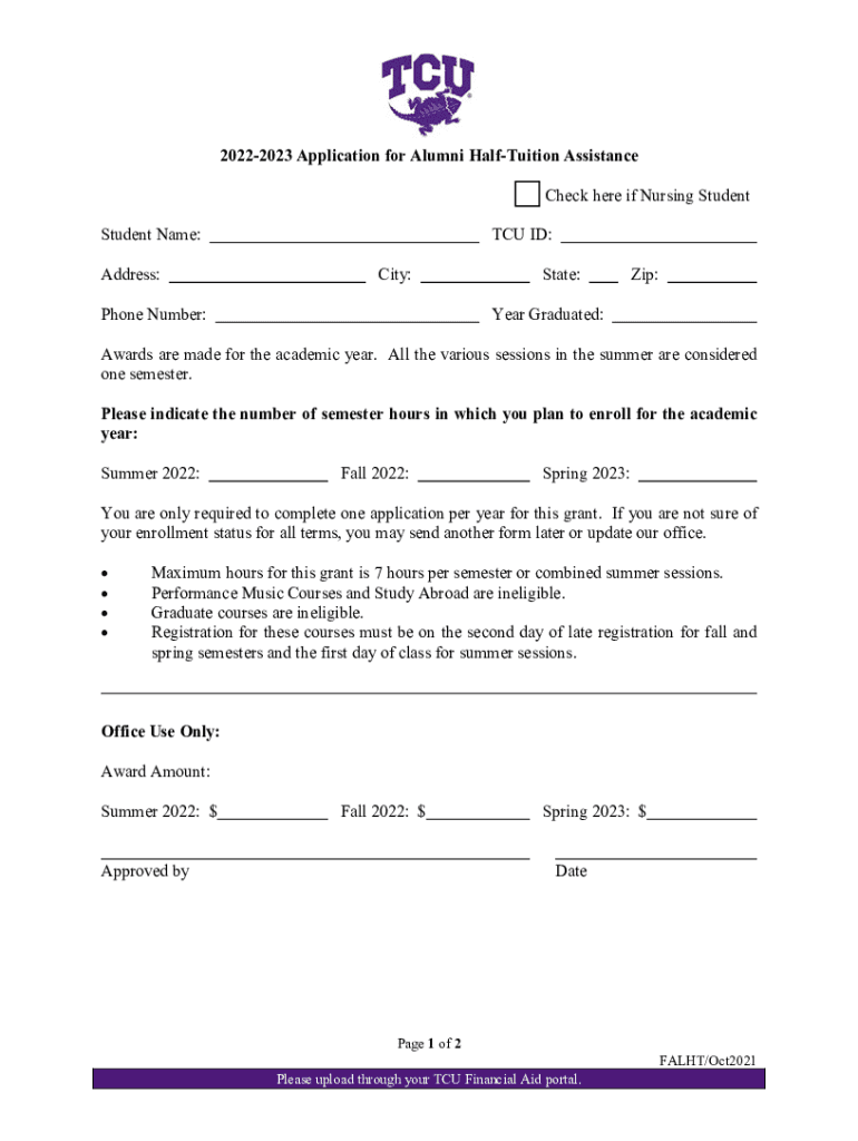 Fillable Online financialaid tcu Texas Christian University (TCU ...