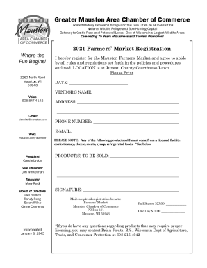 Fillable Online Farmer's Market Registration Bio Info Forms 2021.pub ...