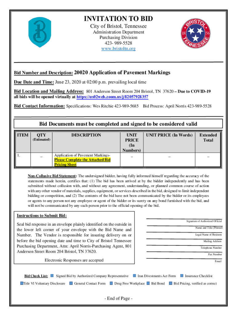 Fillable Online notice to bidders - pavement reconstruction Fax Email ...