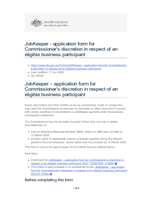 Fillable Online application form for Commissioner's discretion after ...