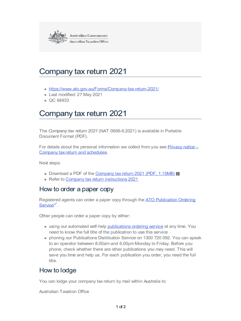 Fillable Online Company tax return 2021 Fax Email Print - pdfFiller