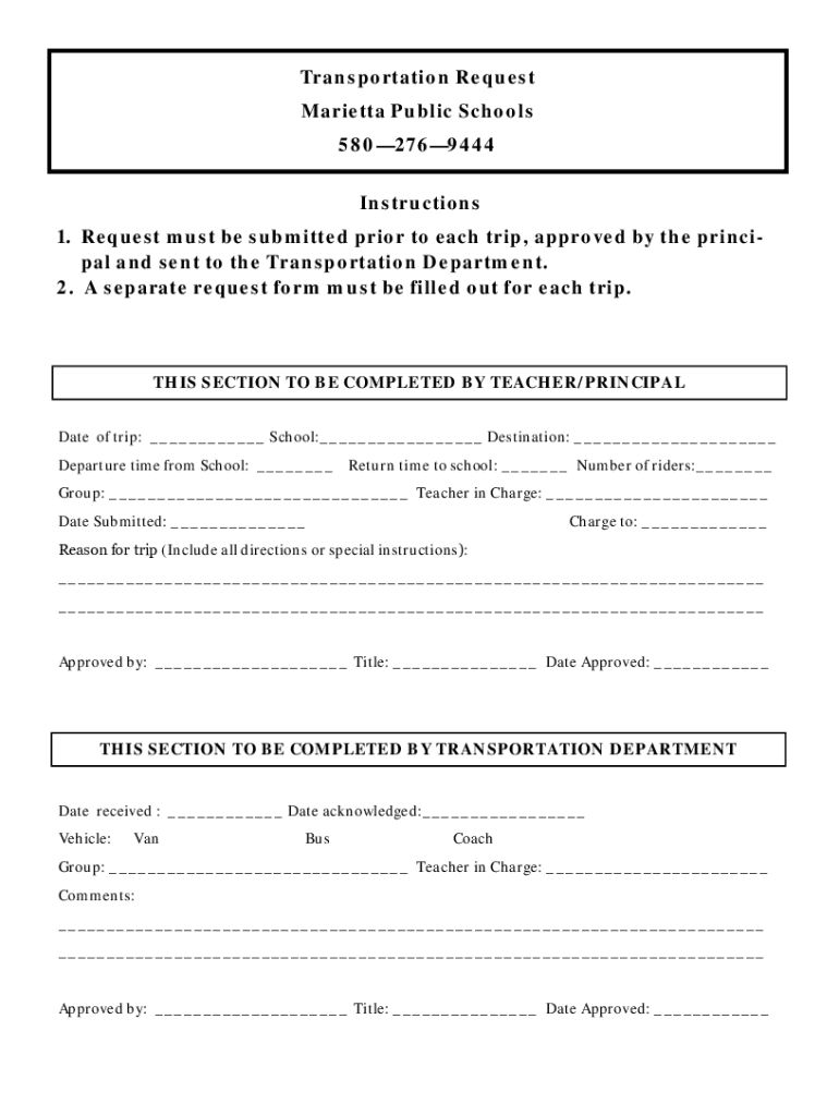 Fillable Online Transportation request.pub Fax Email Print - pdfFiller