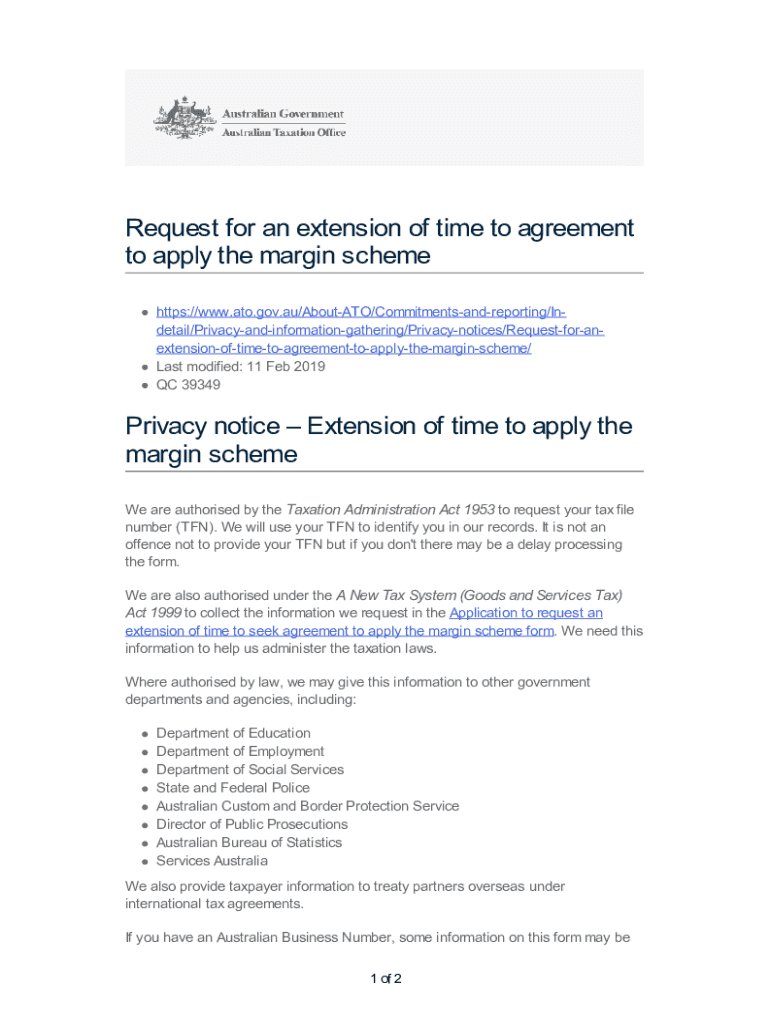 Fillable Online Request for an extension of time to agreement to apply ...