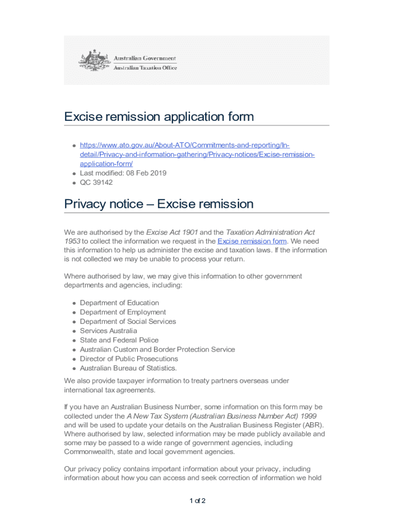 Fillable Online Excise remission application form Fax Email Print ...