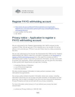 Fillable Online Privacy noticeApplication to register a PAYG ...