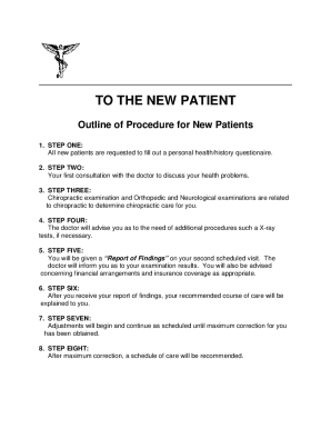 Fillable Online Outline of Procedure for New Patients Fax Email Print ...
