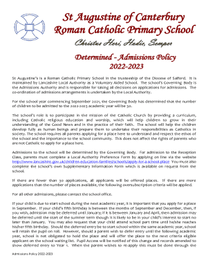 Fillable Online St Augustine of Canterbury RC Primary School, A Voluntary ... Fax Email Print ...
