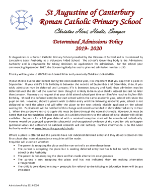 Fillable Online St Augustine of Canterbury Roman Catholic Primary ...