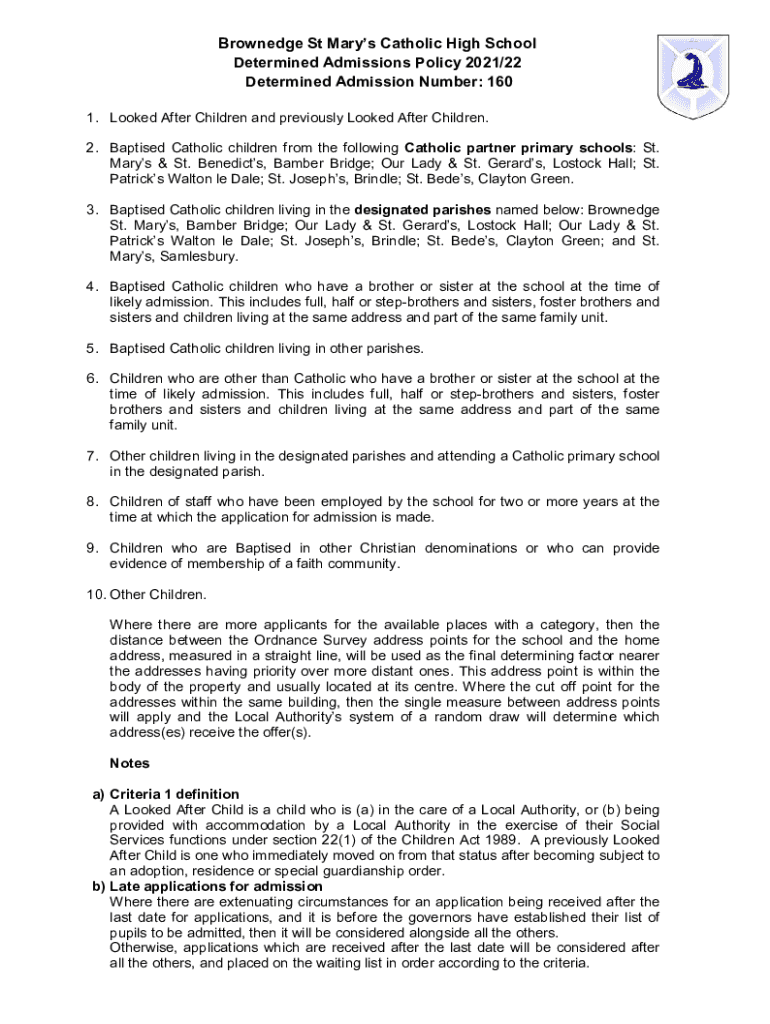 Fillable Online St Augustine of Canterbury Catholic High School Admission ... Fax Email Print ...