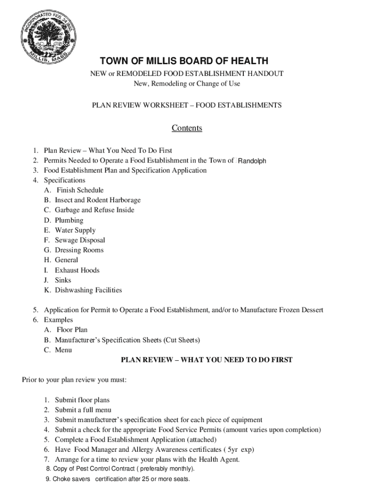 Fillable Online Food Establishment Plan Review Application New ... Fax Email Print - pdfFiller