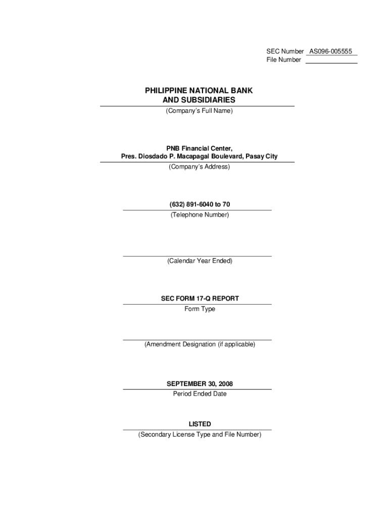 Fillable Online PHILIPPINE NATIONAL BANK - Pnb Financial Center Pres ...