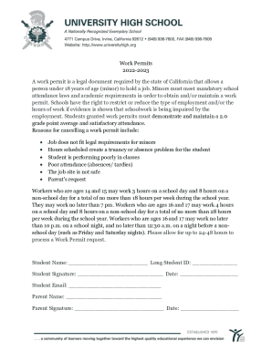 Fillable Online What is a Work Permit?Work Permits - Marina High School ...