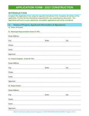 Fillable Online 2023 CONSTRUCTIOn - APPLICATION form Fax Email Print ...