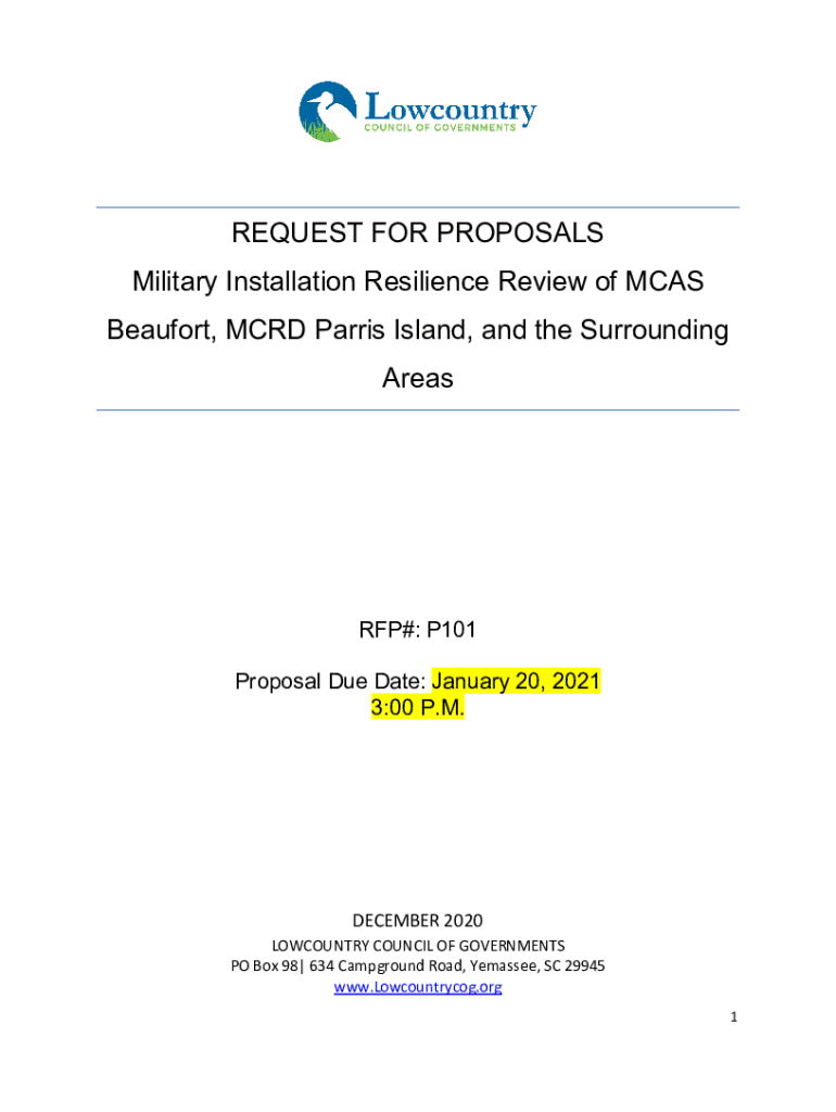 Fillable Online REQUEST FOR PROPOSALSMilitary Installation Resilience ...
