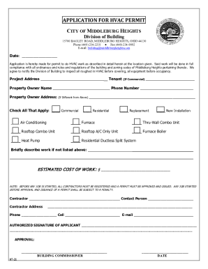 Fillable Online APPLICATION FOR HVAC PERMIT Fax Email Print - pdfFiller