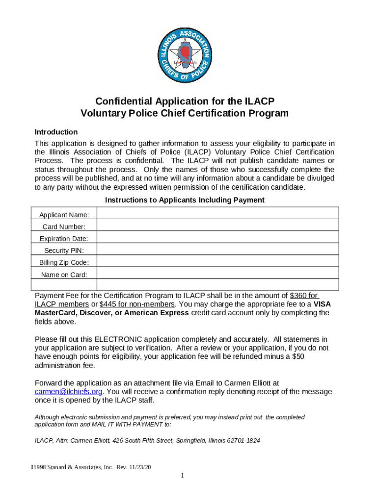 Application for IACP Voluntary Police Chief Certification Doc Template | pdfFiller